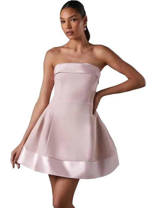 Coast Bandeau Mini Dress With Pleated Detailing - Pink