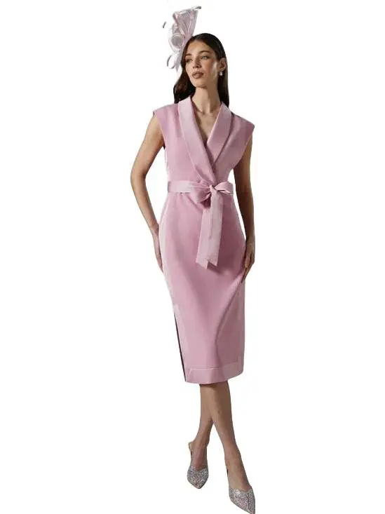 Coast Tux Satin Midi Dress - Pink