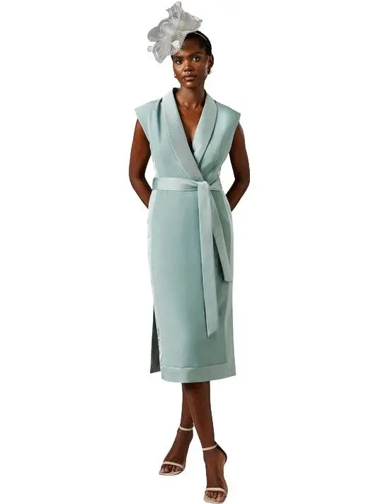 Coast Tux Satin Midi Dress - Sage