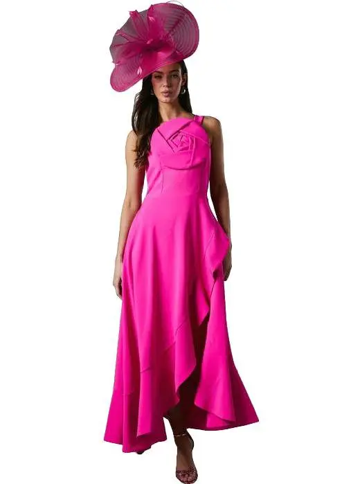 Coast Strappy Crepe Corsage Midi Dress - Pink