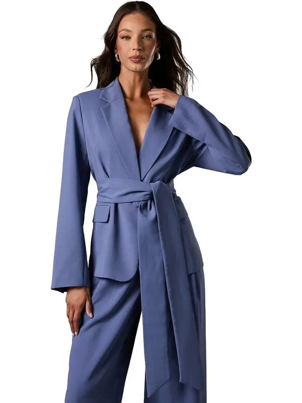 Coast Wrap Tie Front Blazer - Blue