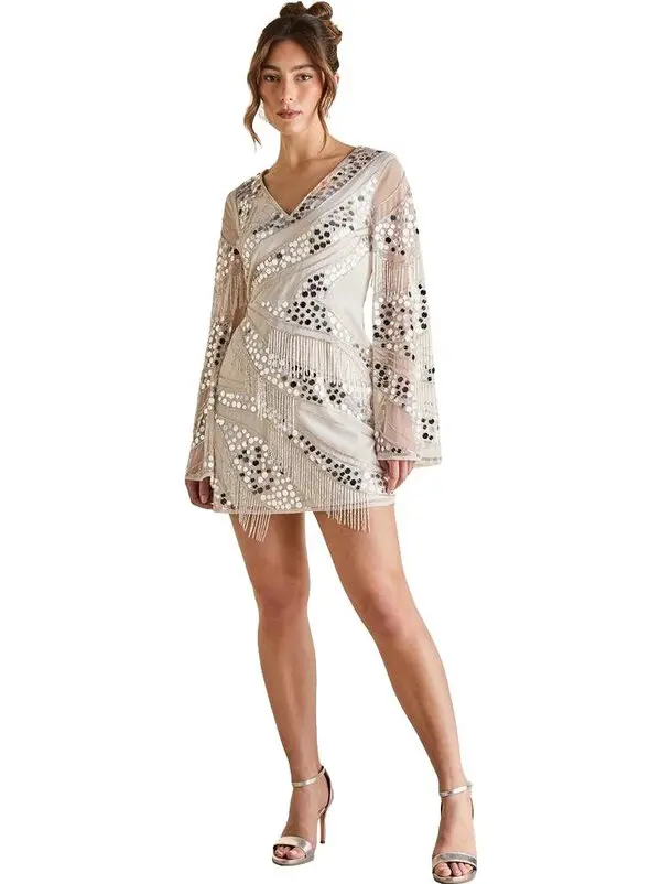 Coast Sequin Embellished Mini Dress - Natural