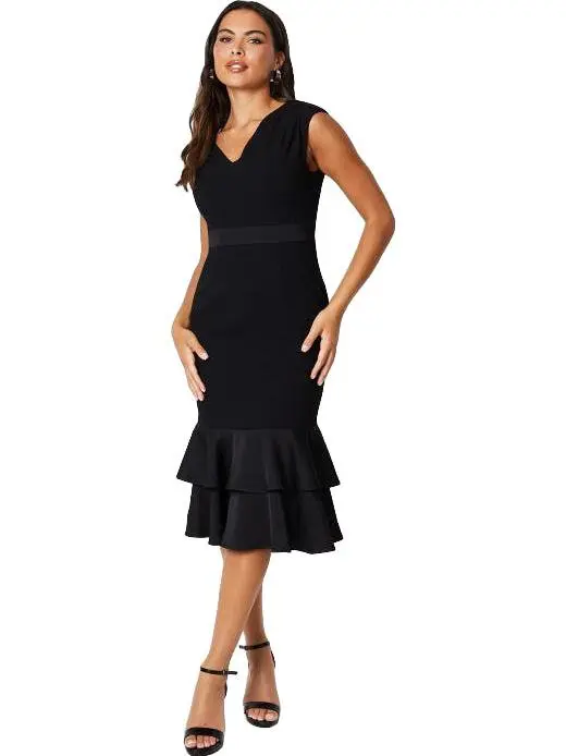 Coast Satin Back Crepe Peplum Dress - Black