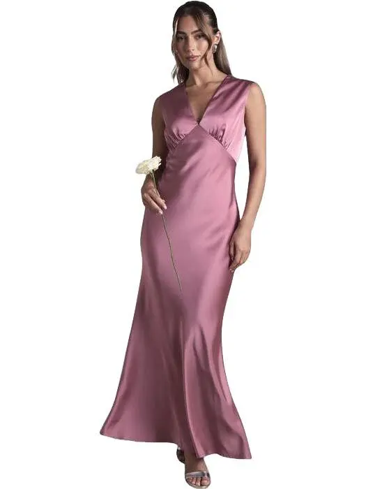 OASIS Satin Maxi Dress - Rose