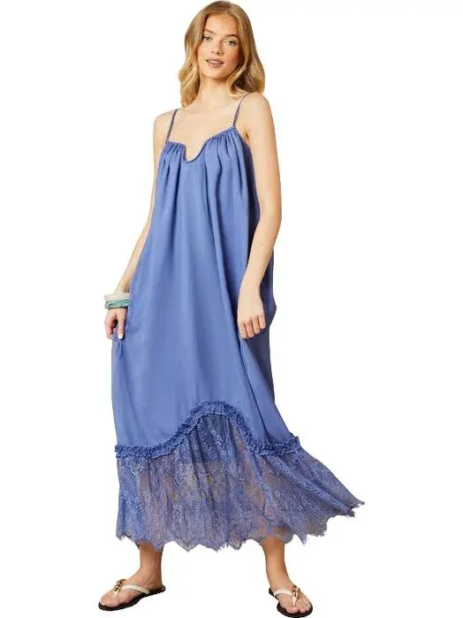 OASIS Babydoll Lace Maxi Dress - Blue