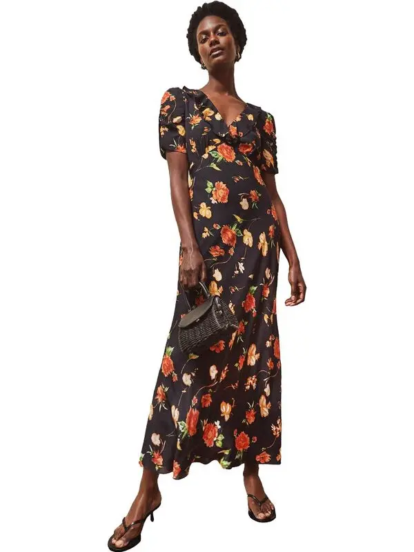 RO&ZO Floral Print Tie Back Dress - Red