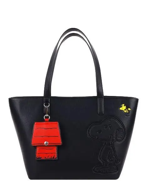 DANIELE NICOLE Peanuts Snoopy Embossed Tote Bag With Cardholder - Black
