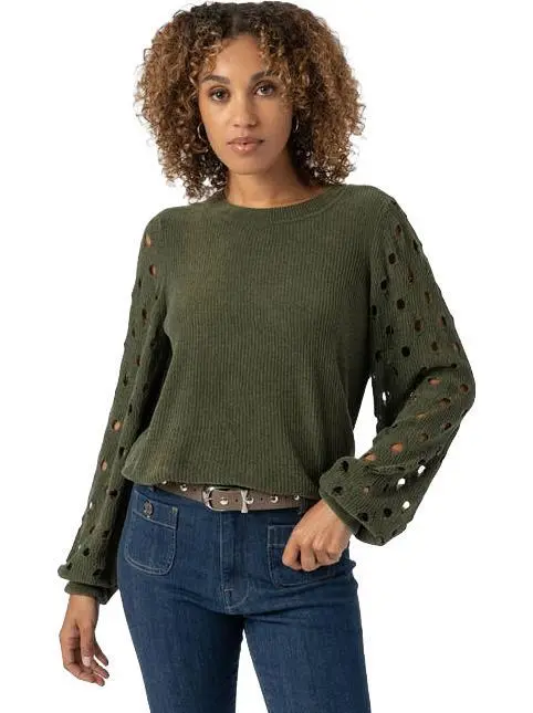 SAINT + SOFIA Suki Lace Hole Knit - Green