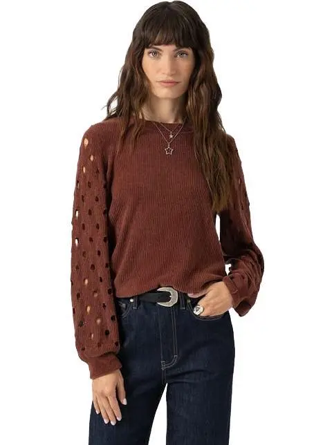 SAINT + SOFIA Suki Lace Hole Knit - Mauve
