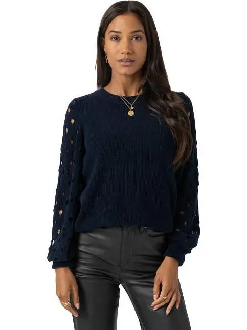 SAINT + SOFIA Suki Lace Hole Knit - Navy