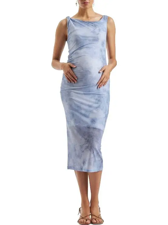 RIPE MATERNITY Jordan Off Shoulder Dress - Sky Blue