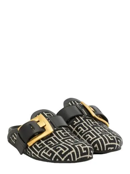 Balmain Anthem Mules With Pb Monogram - Black