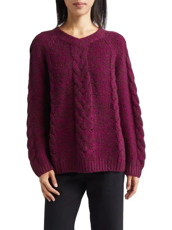 BODE Eiderdown Alpaca Blend Cable Sweater - Maroon