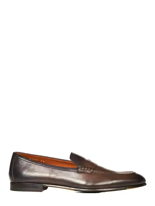 DOUCAL'S Leather Penny Loafers - Brown