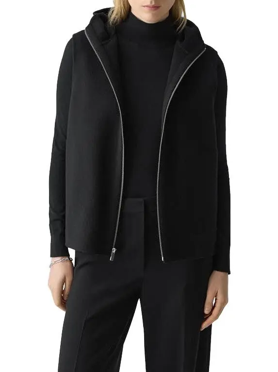 Theory Wool & Cashmere Hooded Vest - Black - 001