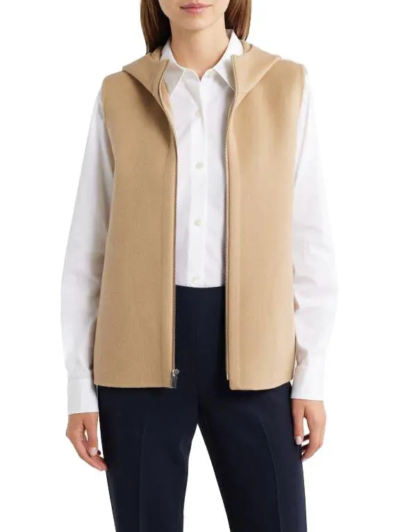 Theory Wool & Cashmere Hooded Vest - New Camel