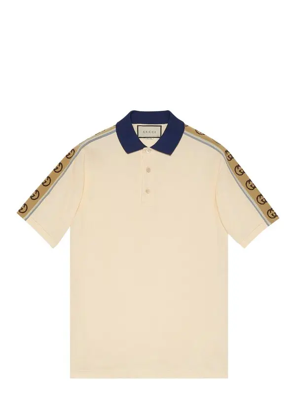 Gucci Polo With Interlocking G Stripe - Cream
