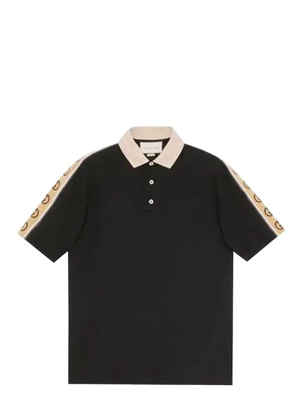 Gucci Piquet Polo With Interlocking G Stripe - Black