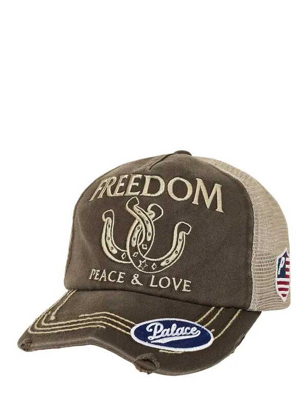 PALACE Freedom Distressed Trucker Hat - Brown