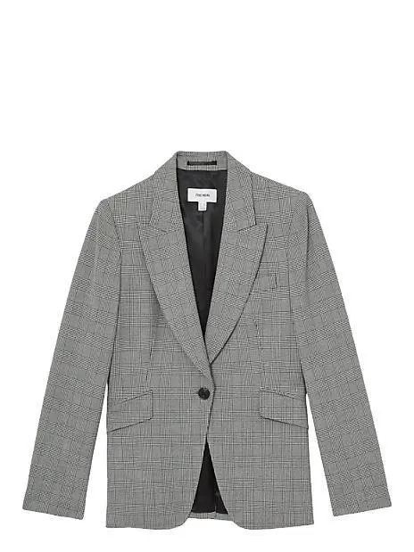 REISS Woven Checked Brooklyn Blazer - Grey