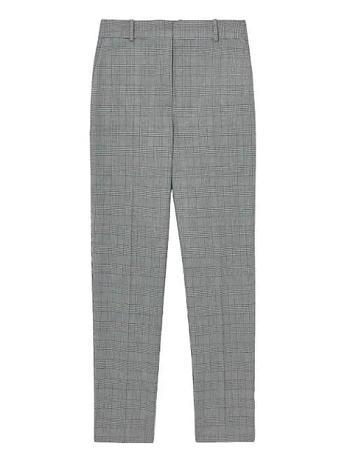 REISS Checked Slim-fit Woven Trousers - Grey