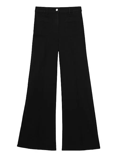 REISS Flared-leg High-rise Denim-blend Jeans - Black