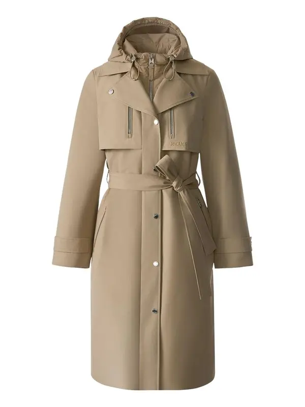 Mackage Siobhan Trench Coat With Removable Down Bib - Light Camel