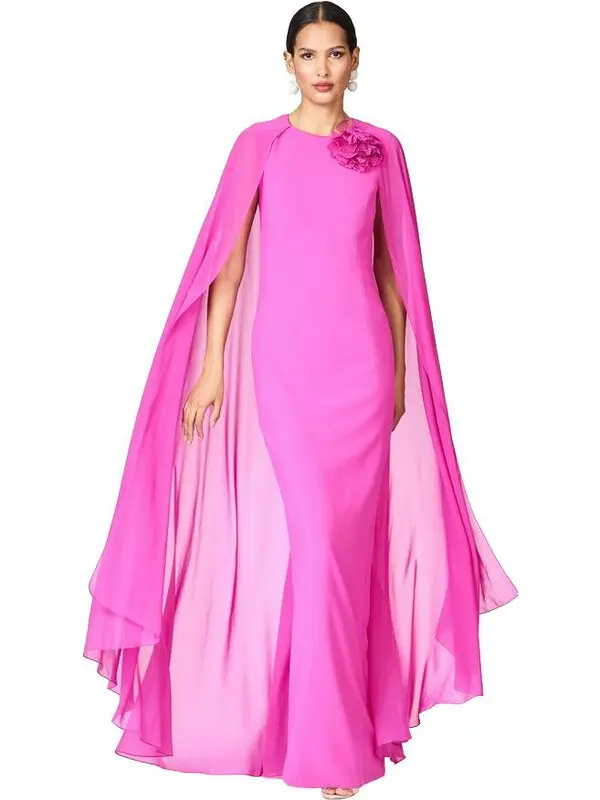 Sachin & Babi Chiara Cape Effect Gown - Pink