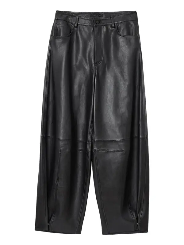 ALLSAINTS Leather Barrel-leg Trousers - Black