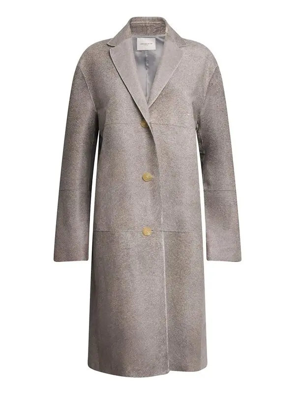 Lafayette 148 New York Cowhide Overcoat - Grey