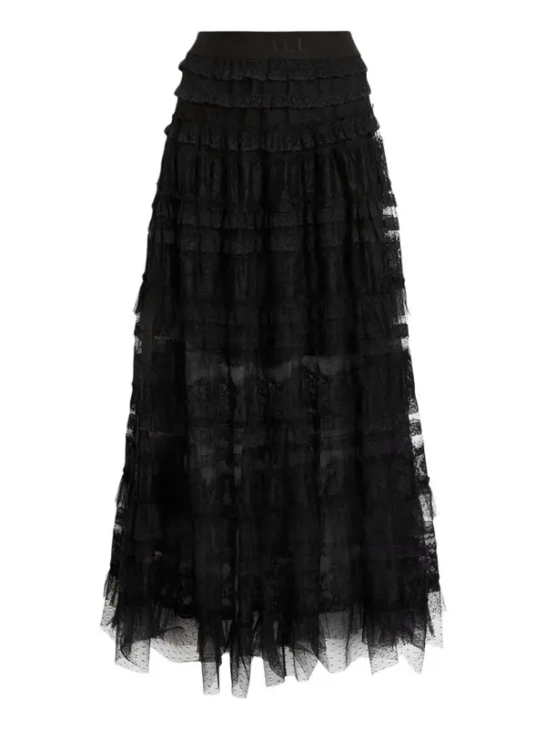 ALLSAINTS Layered Tulle And Lace Skirt - Black