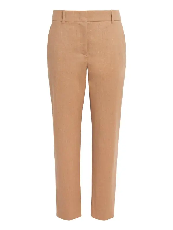 Eleventy Wool-blend Metallic Straight Trousers - Beige