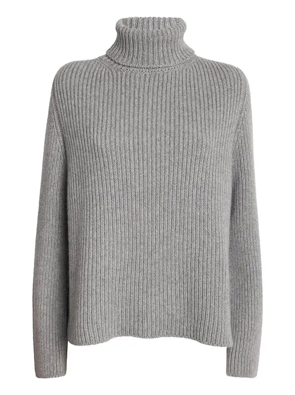 Johnstons Of Elgin Cashmere Ribbed Rollneck Sweater - Grey