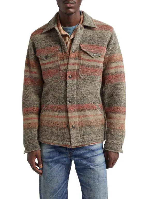 Double Rl Striped Wool Blend Knit Jacket - Red/multi