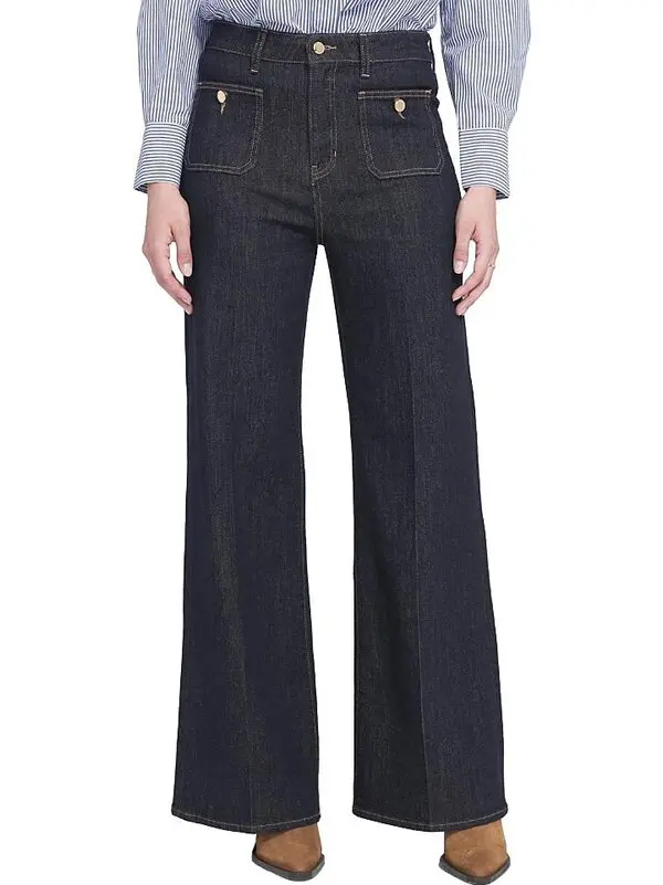 ELLE COLLECTION Patch Pocket Wide Leg Jean - Indigo