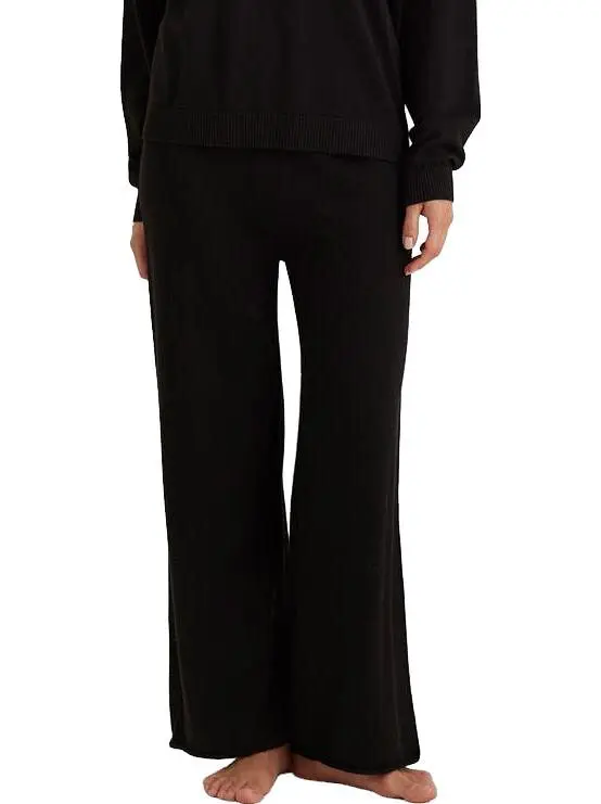 PAPINELLE Cotton & Cashmere Straight Leg Pajama Pants - Black