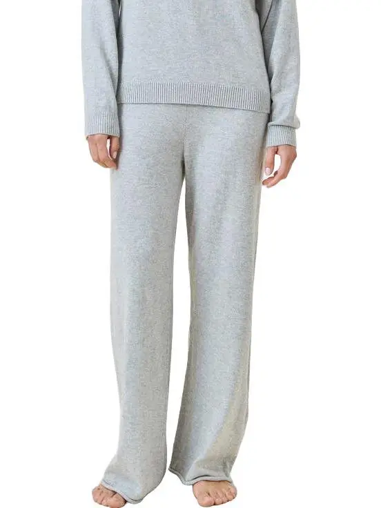 PAPINELLE Cotton & Cashmere Straight Leg Pajama Pants - Grey