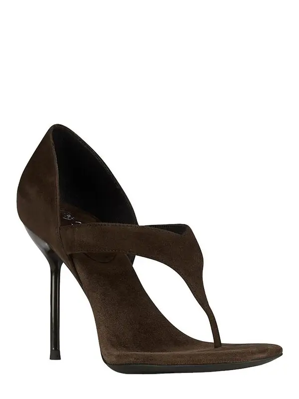 Jeffrey Campbell Rhian Suede Thong Pumps - Brown Suede