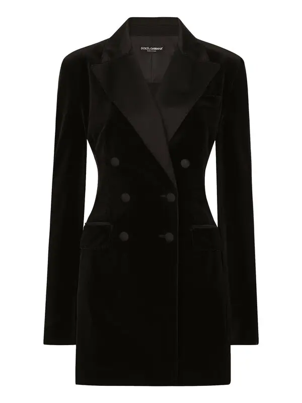 Dolce & Gabbana Double-breasted Velvet Turlington Jacket - Black