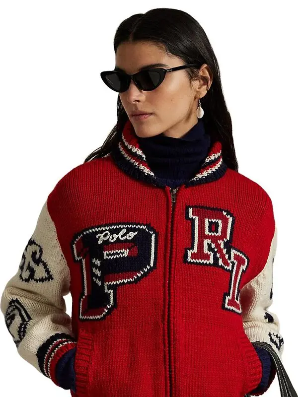 Ralph Lauren Wool-blend Zip Cardigan - Red Multi