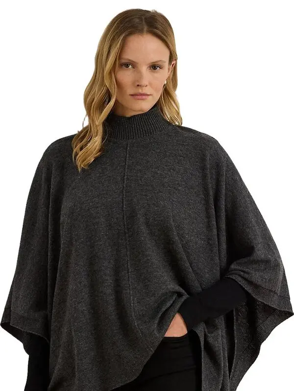 Ralph Lauren Knit Poncho - Charcoal Heather