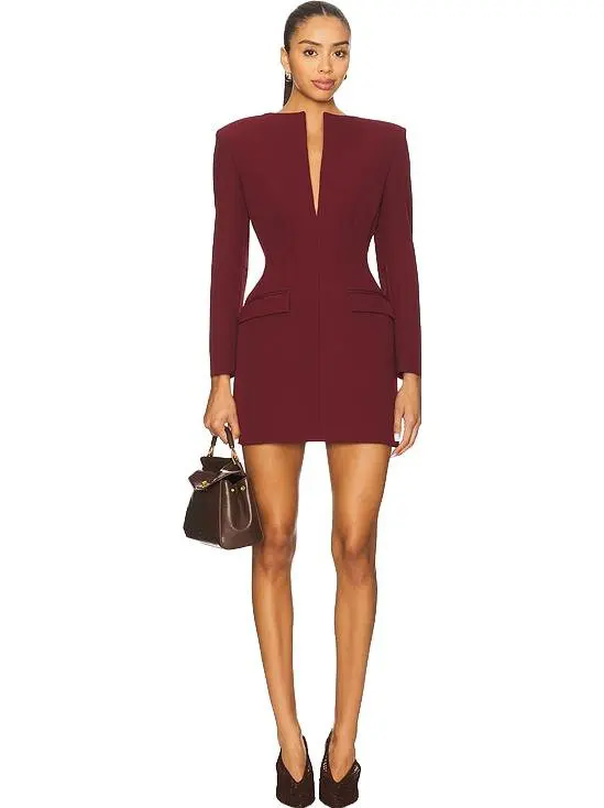 Andamane Tilde Structured Blazer Dress - Burgundy
