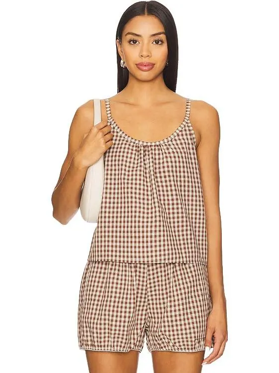 RAT BOI Keyhole Camisole - Brown Gingham
