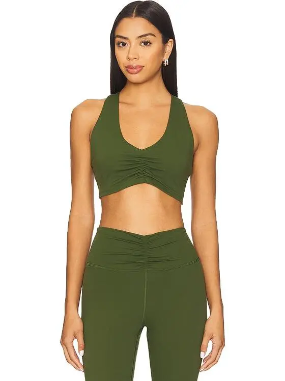 Spiritual Gangster Calypso Longline Sports Bra In Green - Mojave Green