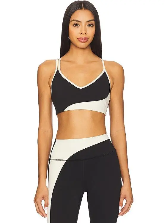 Spiritual Gangster Libra Longline Sports Bra In Black - Black & Canvas