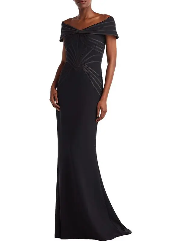 Tadashi Shoji Off-the-shoulder Corset Bodice Gown - Black
