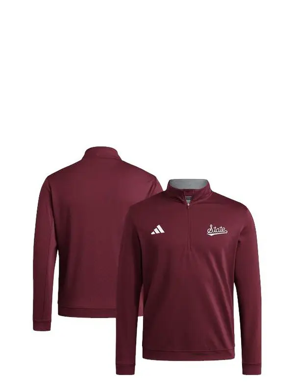 Adidas Mississippi State Bulldogs Elevated Tri-blend Quarter-zip Pullover - Maroon