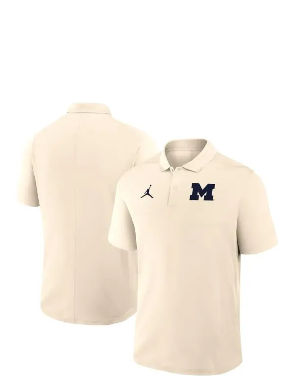 JORDAN BRAND Michigan Wolverines Primary Logo Victory Performance Polo - Tan