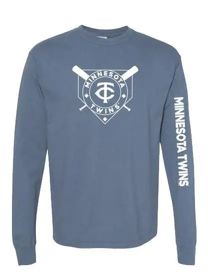 SOFT AS A GRAPE Minnesota Twins Pigment Dye Long Sleeve T-shirt - Navy