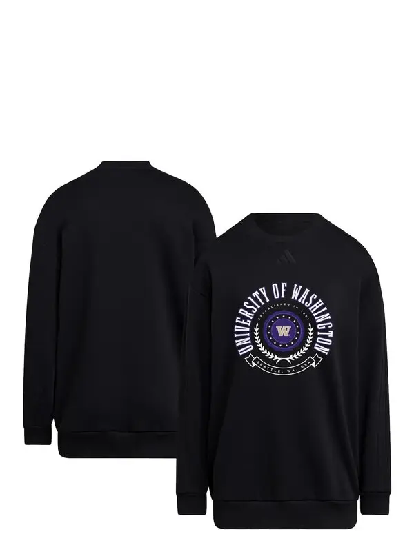 Adidas Washington Huskies Oversized Crewneck Pullover - Black